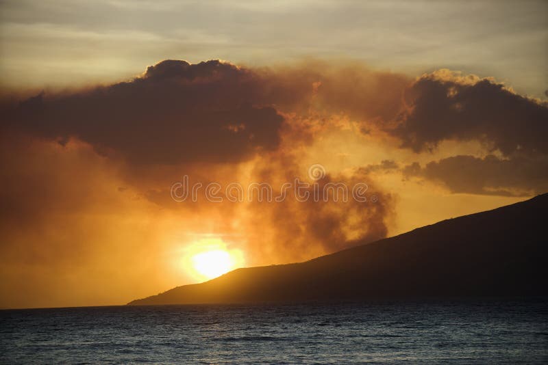 Island sunset. stock photo. Image of nature, pacific, photograph - 4486864