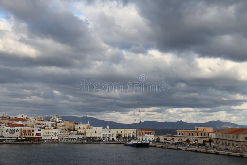 Island of Syros, Greece stock photo. Image of rain, winter - 107868764