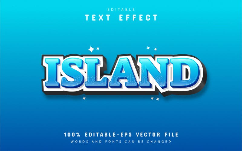 Island Text, 3d Blue Gradient Style Text Effect Stock Vector ...