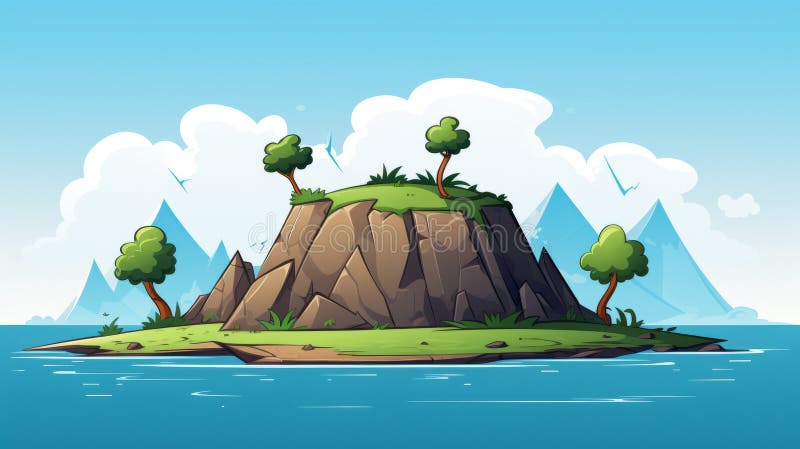 Spectacular 2d Cartoon Island Game Asset with Algeapunk Style Stock ...