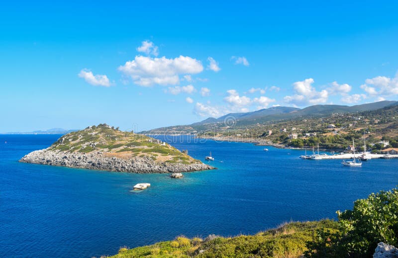 Island of Vardiola St. Nicholas. Stock Image - Image of boat, nikolaos ...