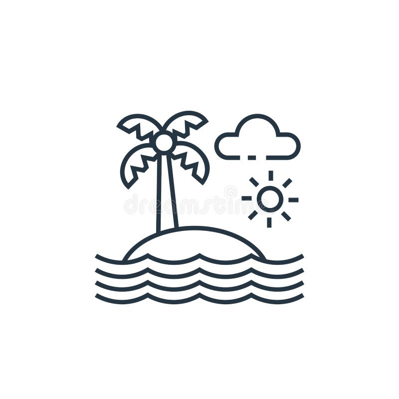 Island Vector Icon Isolated on White Background. Outline, Thin Line ...