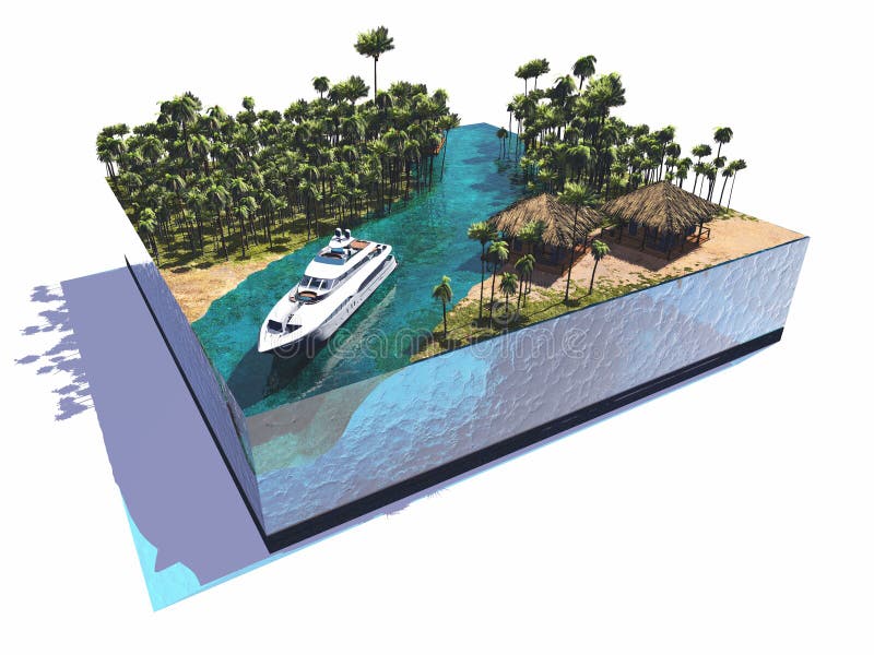 Model of the island stock illustration. Illustration of render - 139524542