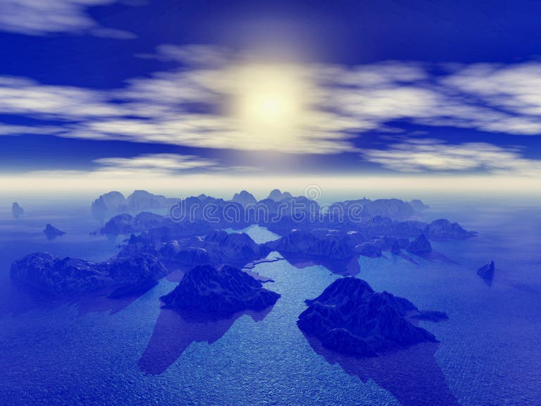 Islands in the cold stock illustration. Illustration of halcyon - 4445494