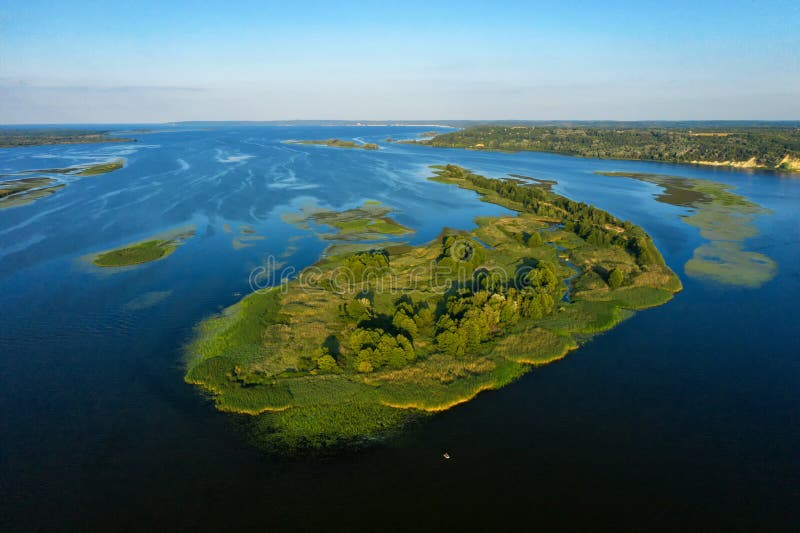 Islands on the Dnieper Ukraine-delineated Dronphoto 2019 Year Stock ...