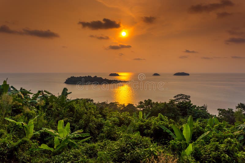 Islands in the sunset stock photo. Image of evening, islands - 30245062