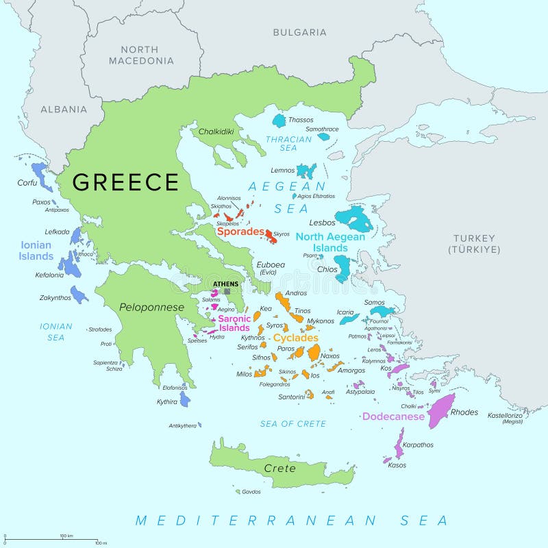 Islands of Greece, the Greek Islands Groups and Clusters, Political Map ...