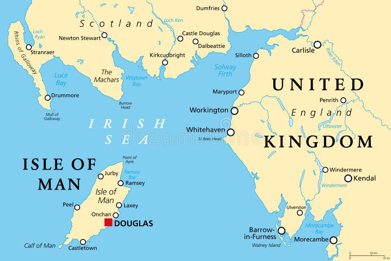 Isle of Man, Island Nation, British Crown Dependency, Gray Political ...