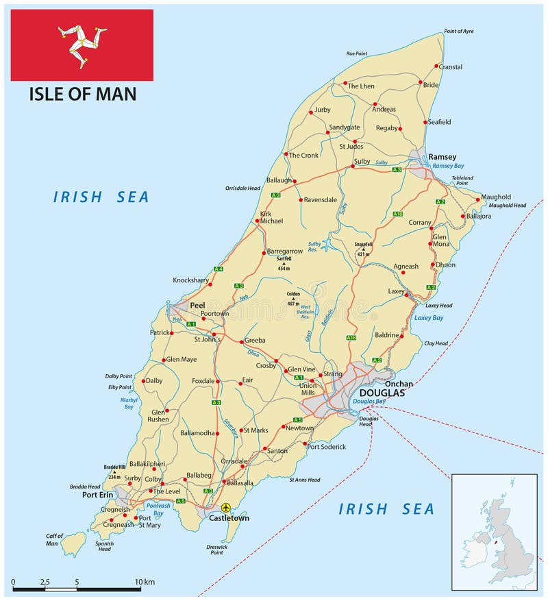 Isle of man road map stock illustration. Illustration of location ...