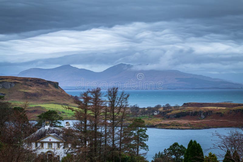 Isle of Mull from Druim Mor Hill in Oban Stock Image - Image of house ...