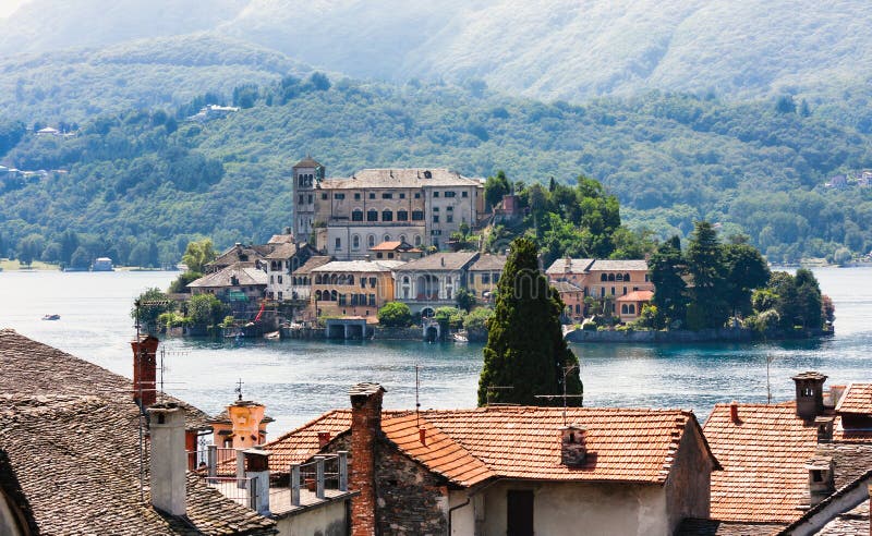 Lake Orta, Italy. Isola Di San Giulio Stock Image - Image of holiday ...