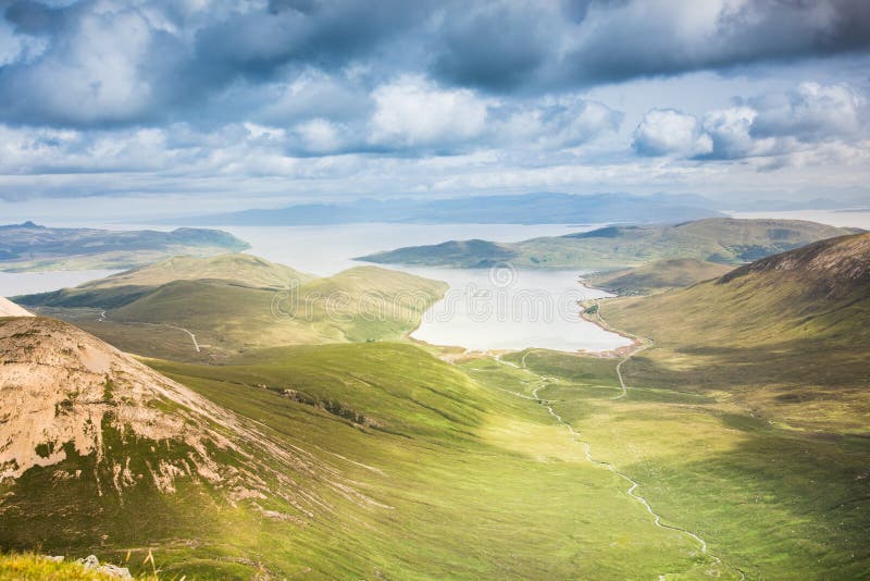 Isle of Skye Mountains - Cuillin Hills and Ocean Landscape Stock Image ...