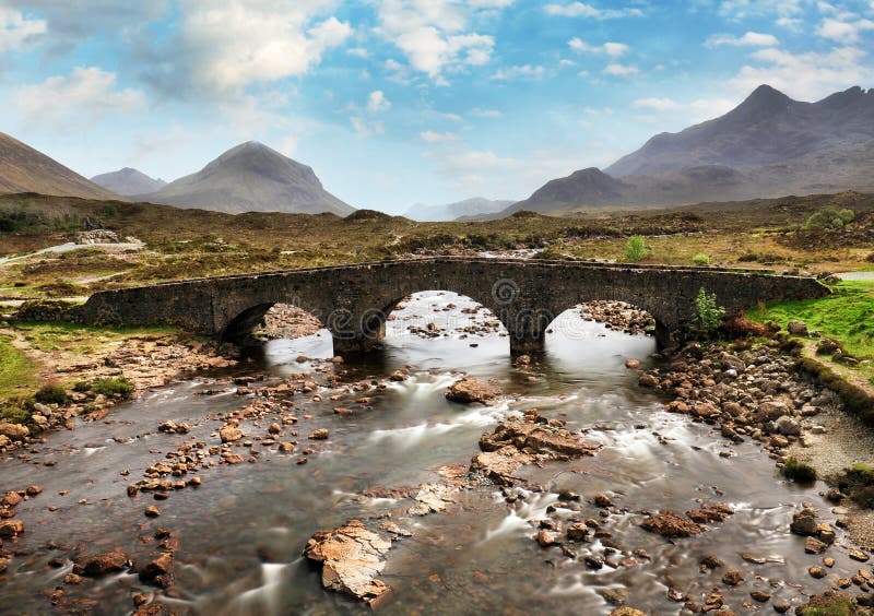 Isle of Skye - Old Bridge Sligachan with River, Scotland Landscape ...