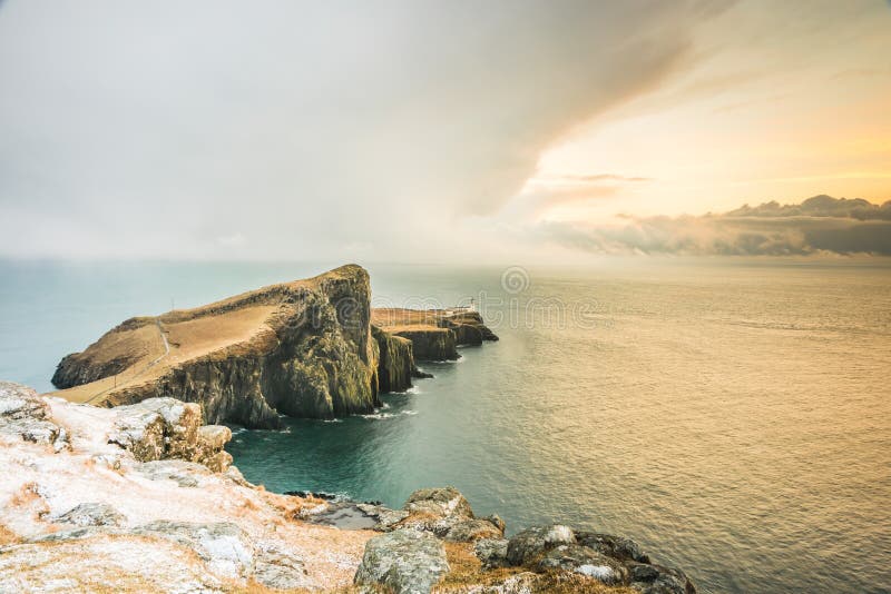 Isle of Skye Winter Landscape - Neist Point Lighthouse and Storm Over ...
