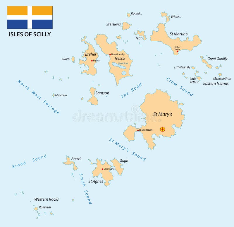 Isles of Scilly map stock illustration. Illustration of geography ...