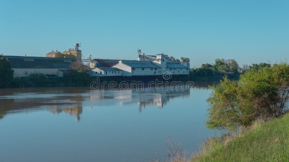 Isleton Riverside Grain Elevator by the Sacramento River Stock Image ...