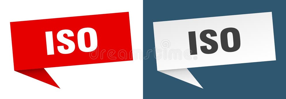 Iso Banner. Iso Speech Bubble Label Set Stock Vector - Illustration of ...