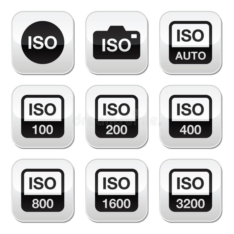 ISO - Camera Film Speed Standard Buttons Set Stock Vector ...