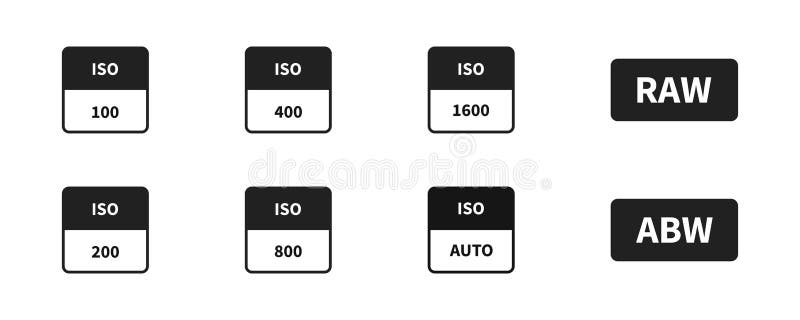 ISO Camera Icon Set. Vector Iso Symbol Collection Stock Vector ...