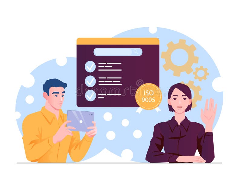 ISO 9005 Certification Process Concept. Vector Illustration Stock ...