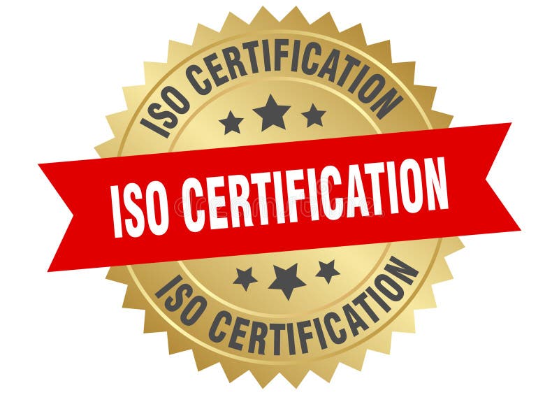 Iso Certification. Iso Certification Round Red and Gold Label Isolated ...