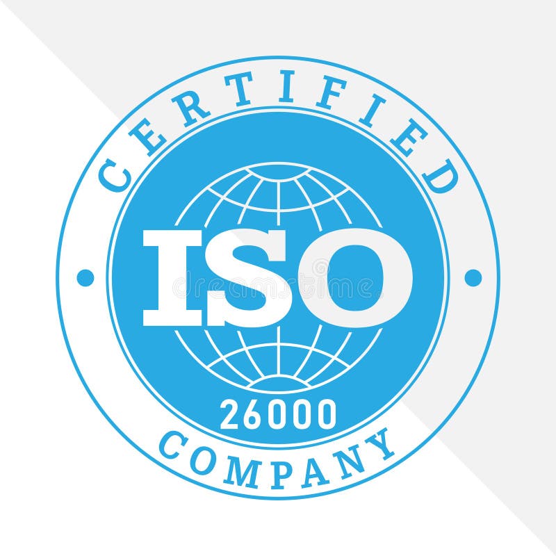 ISO 26000 Certification Stamp. Flat Style Stock Vector - Illustration ...