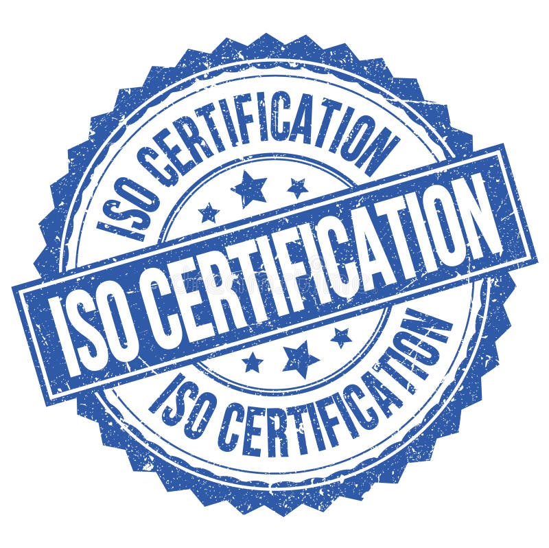 ISO CERTIFICATION Text on Blue Round Stamp Sign Stock Illustration ...