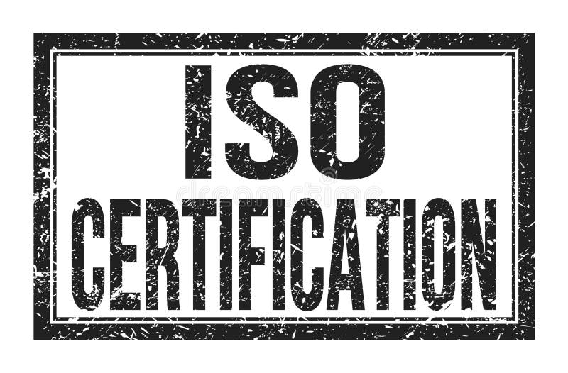 ISO CERTIFICATION, Words on Black Rectangle Stamp Sign Stock ...