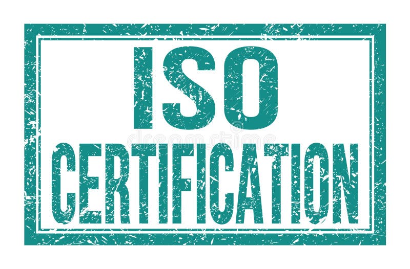 ISO CERTIFICATION, Words on Blue Rectangle Stamp Sign Stock ...