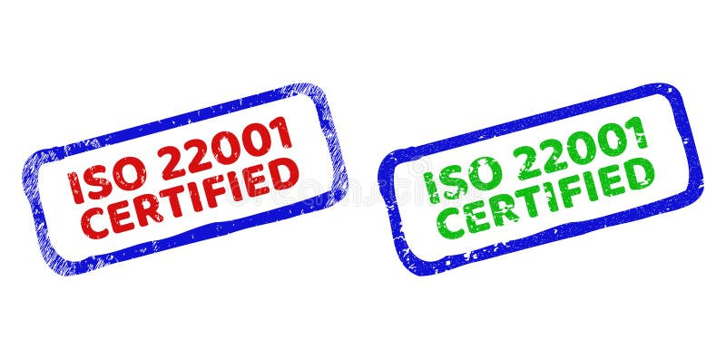 ISO 22001 CERTIFIED Red Rounded Rough Rectangle Stamp Seal with Grunged Styles Stock Vector ...