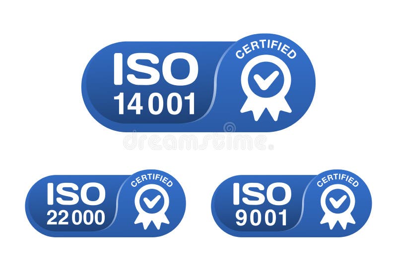 Iso 9001, 14001, 22000 Certified Horizontal Badges Stock Vector ...