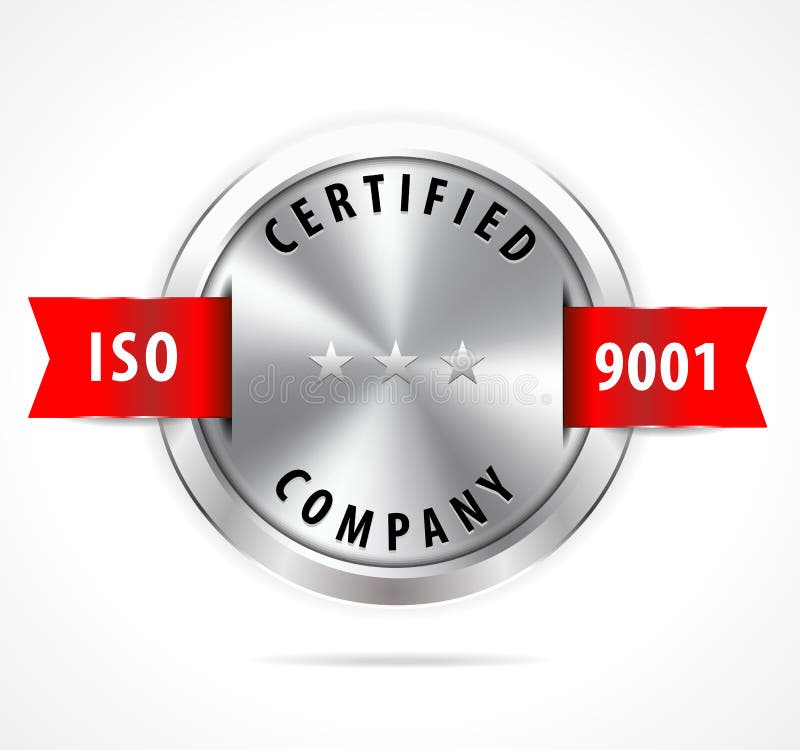 ISO 9001 Certified, Silver Badge with Red Ribbon - Vector Eps10 Stock ...