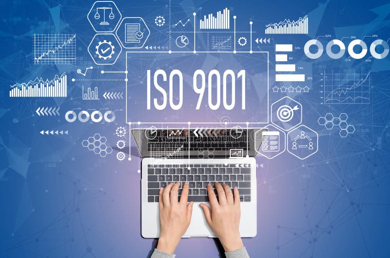 ISO 9001 Concept with Person Using Laptop Stock Image - Image of laptop ...