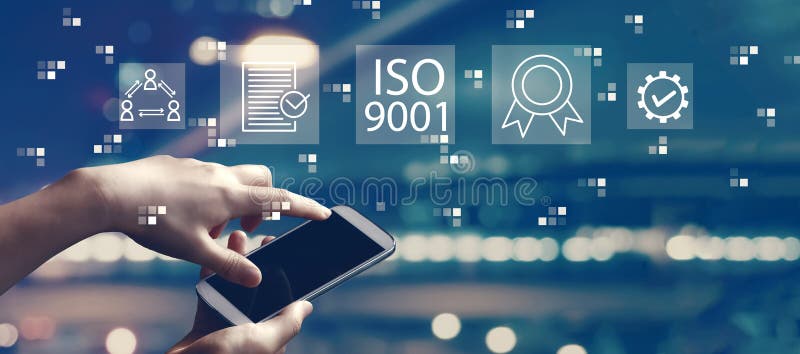 ISO 9001 Concept with Person Using Smartphone Stock Photo - Image of ... ISO 9001 Concept with Person Using Smartphone Stock Photo - Image of ...
