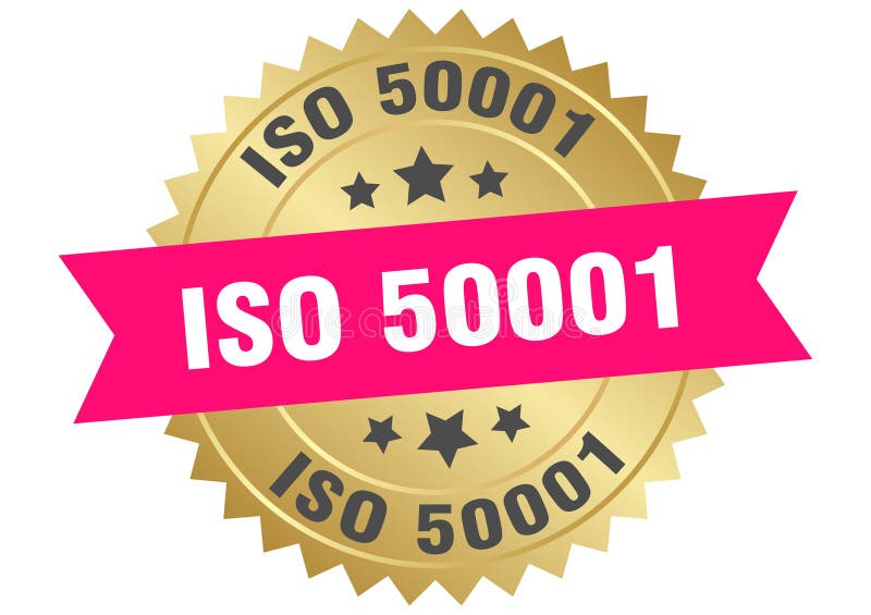 Iso 50001. Iso 50001 Cor-de-rosa Redondo E Etiqueta Dourada Isolada Em ...