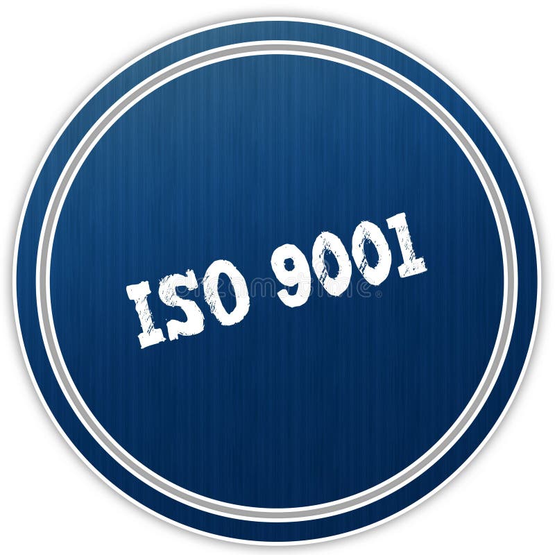 ISO 9001 Distressed Text on Blue Round Badge. Stock Illustration ...