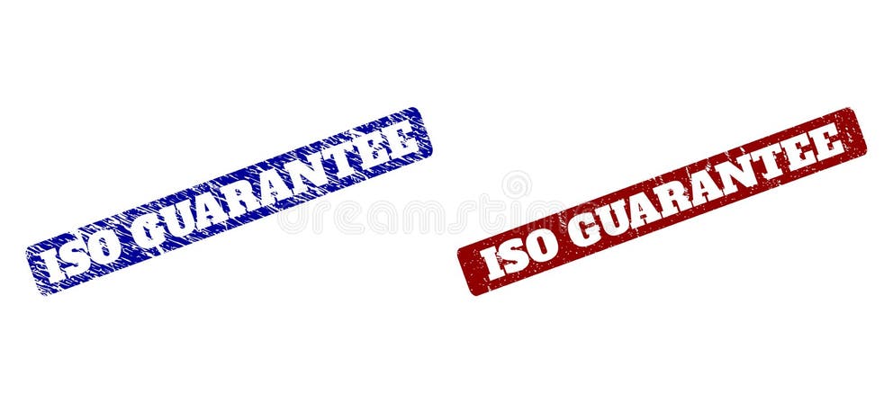 ISO GUARANTEE Red and Blue Rounded Rectangular Watermarks with Distress Surfaces Stock Vector ...