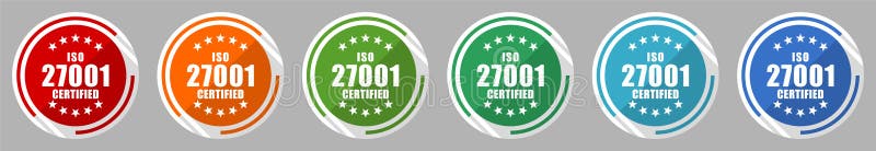 Iso 27001 Icon Set, Vector Illustration in 6 Colors Options for ...