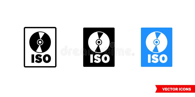 ISO Icon of 3 Types Color, Black and White, Outline. Isolated Vector ...