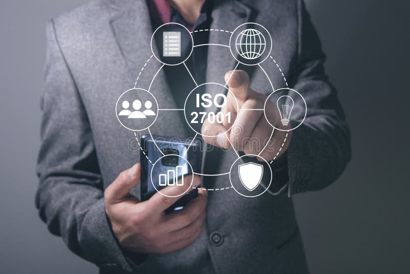 ISO 27001 and icons stock image. Image of icons, icon - 257762971