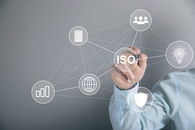 ISO and Icons on a Virtual Screen Stock Image - Image of icon, tapping ...