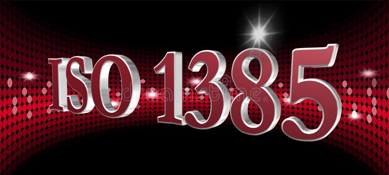 ISO 1385 - Metal Word in Red Brilliant Disko Background Concept Shining ...