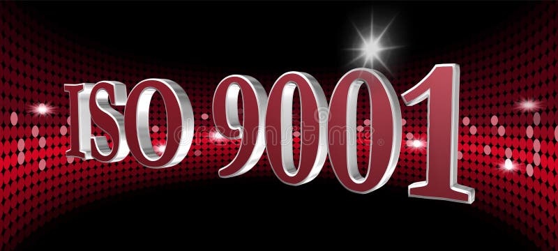 ISO 9001 - Metal Word in Red Brilliant Disko Background Concept Shining ...
