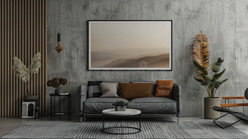 ISO a Paper Size Frame Mockup for a Living Room Wall Poster Display in ...