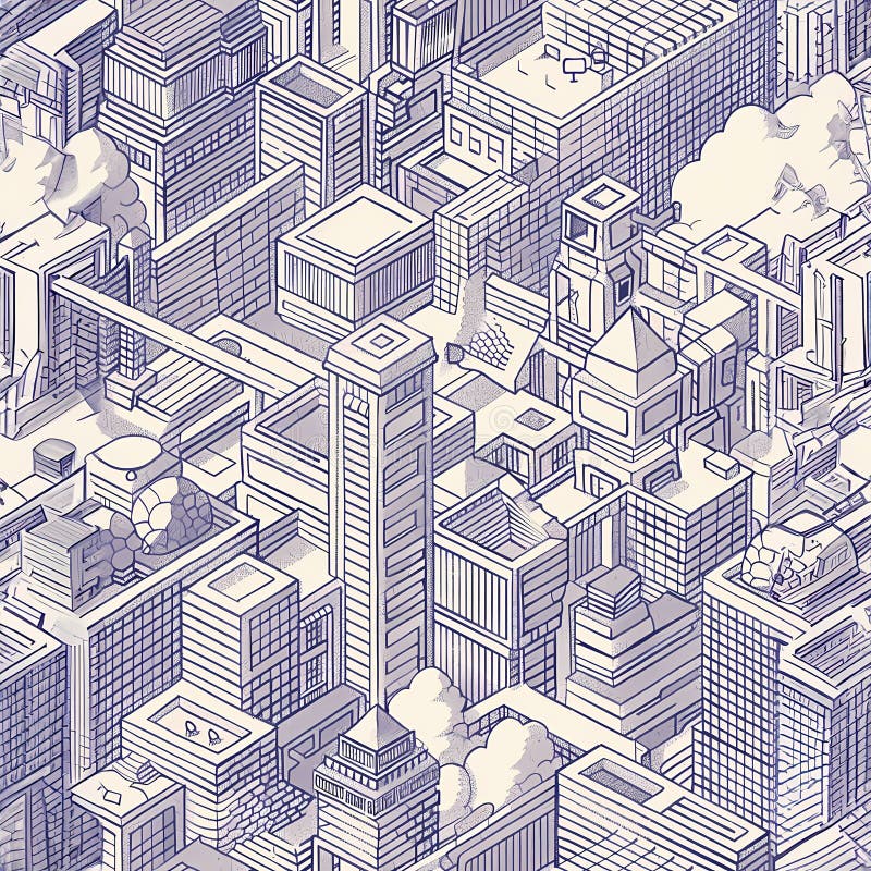 Iso-perspective View of Berlin from the Roofs - a Drawing of a City ...