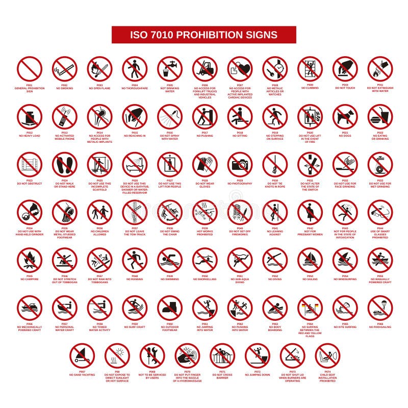 Iso 7010 prohibition signs stock vector. Illustration of dangerous ...