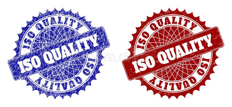 ISO QUALITY Blue and Red Round Seals with Rubber Textures Stock Vector ...