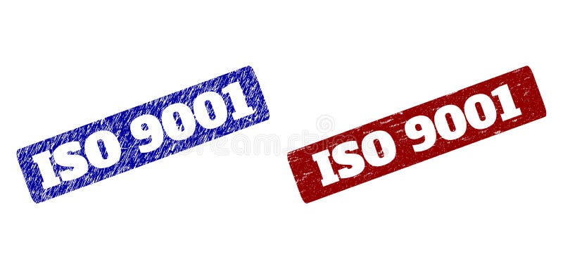 ISO 9001 Red and Blue Rounded Rectangular Stamp Seals with Unclean ...