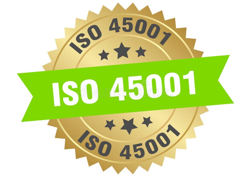 Iso 45001. Iso 45001 Round Green and Gold Label Isolated on Transparent ...