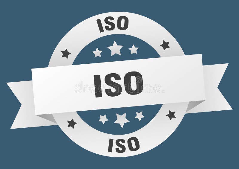Iso Round Ribbon Isolated Label. Iso Sign Stock Vector - Illustration ...